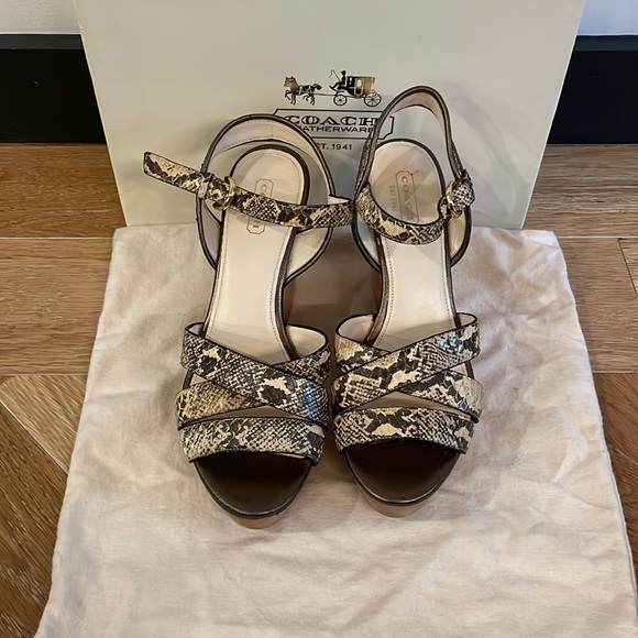 Coach | Shoes | Coach Nikkie Snake Wedges Style Number A349 | Poshmark